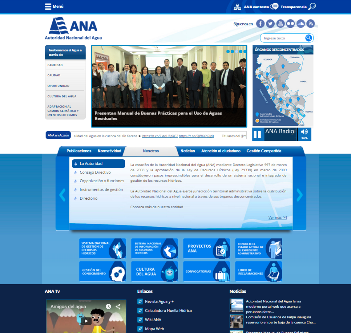 Portal Web de la Autoridad Nacional del Agua – Gestión Sostenible del Agua